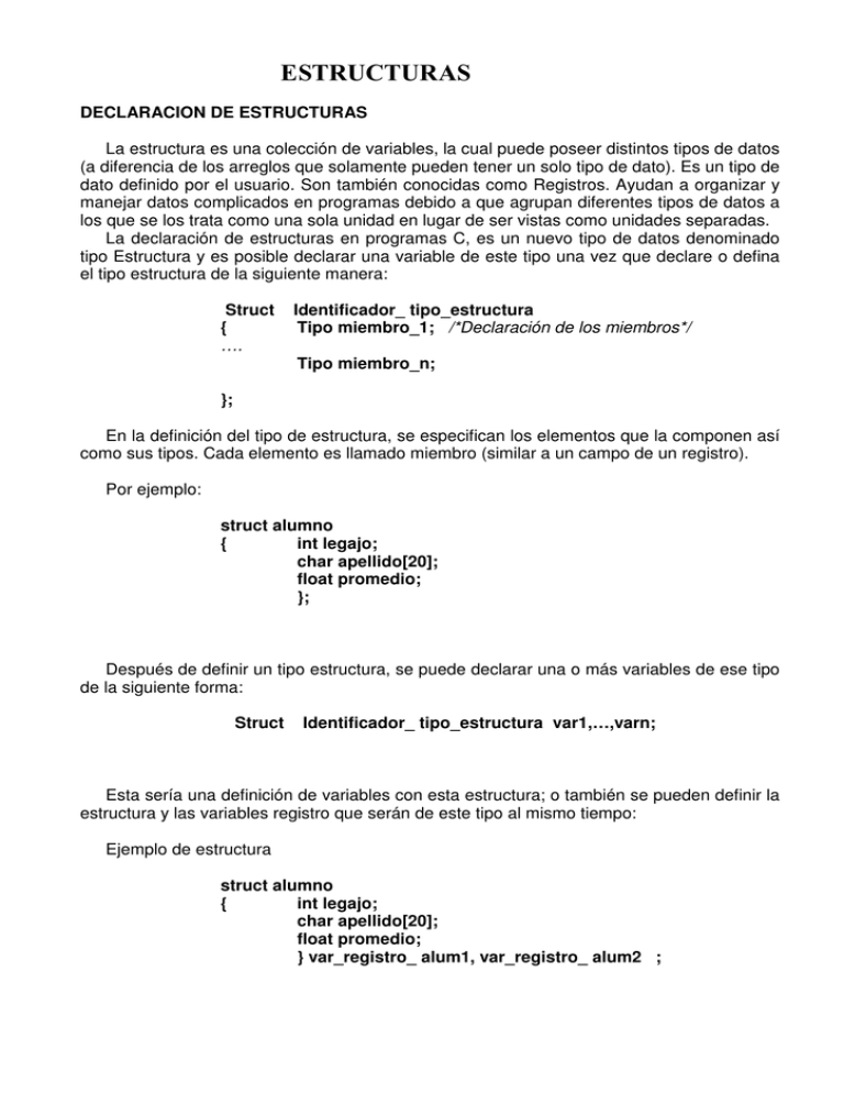 Estructuras en C.