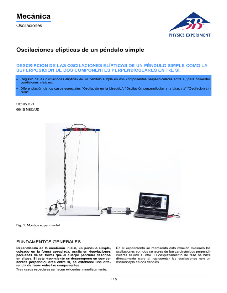 Oscilaciones elípticas de un péndulo simple