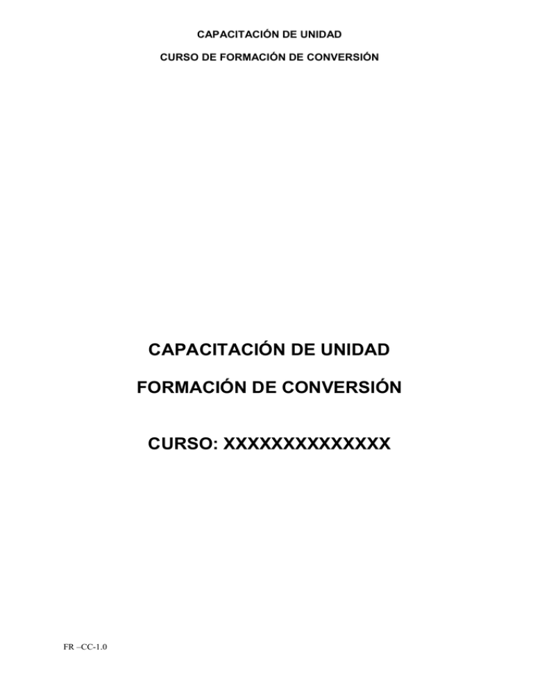 Formato recomendado de Curso de Conversión
