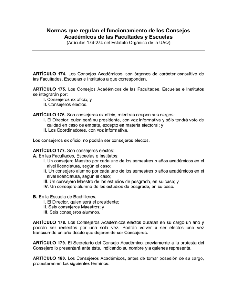 Reglamento del Consejo Académico