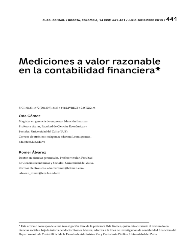 Mediciones a valor razonable en la contabilidad financiera