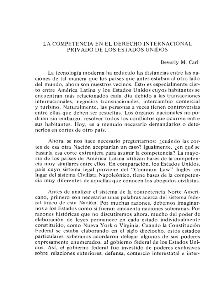 LA COMPETENCIA EN EL DERECHO INTERNACIONAL PRJV