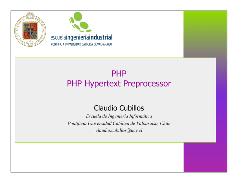 PHP PHP Hypertext Preprocessor - Inicio