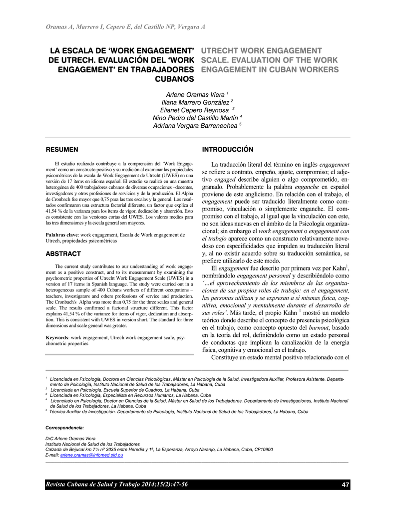 El Utrecht Work Engagement Scale