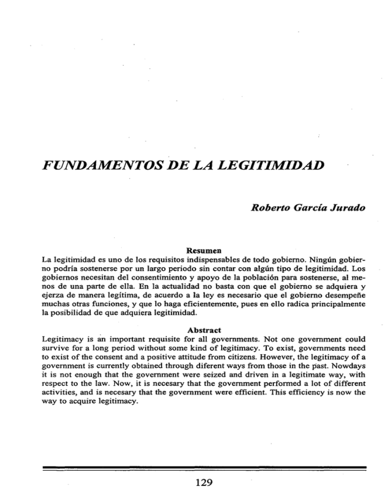 FUNDAMENTOS DE LA LEGITIMIDAD