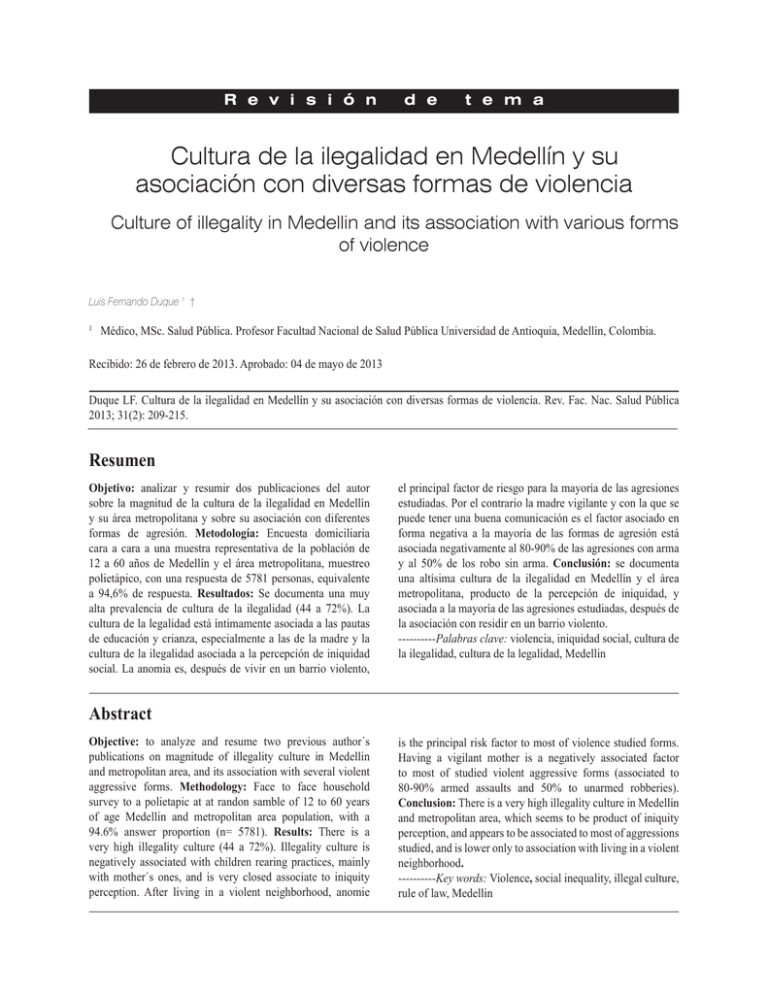 Cultura de la ilegalidad en Medellín y su