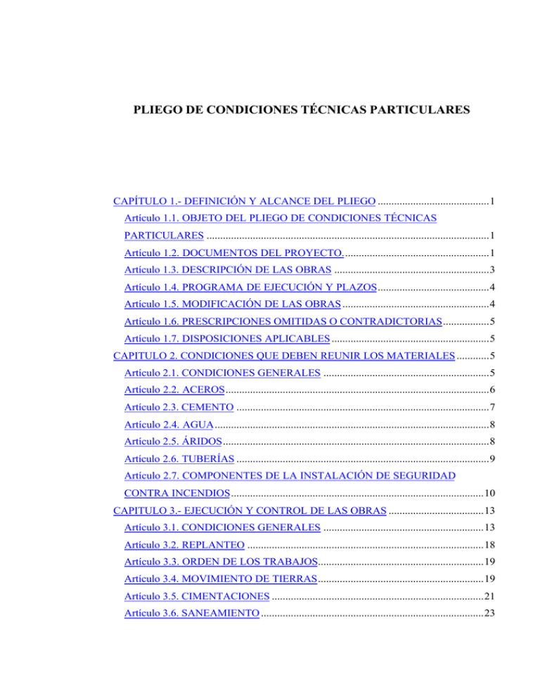 PLIEGO DE CONDICIONES TÉCNICAS PARTICULARES