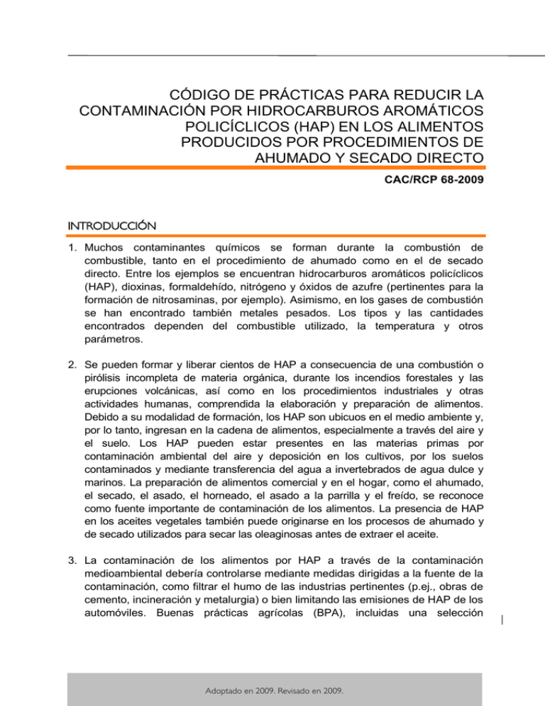CÓDIGO DE PRÁCTICAS PARA REDUCIR LA CONTAMINACIÓN