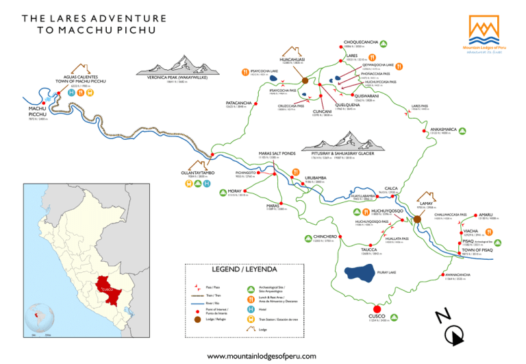 Mapa Lares - Mountain Lodges of Peru