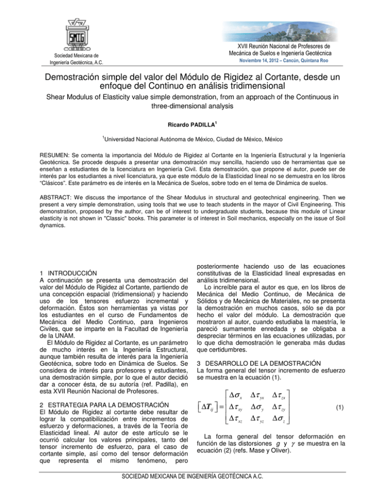 Demostración simple del valor del Módulo de Rigidez al