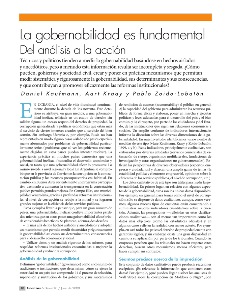 La gobernabilidad es fundamental