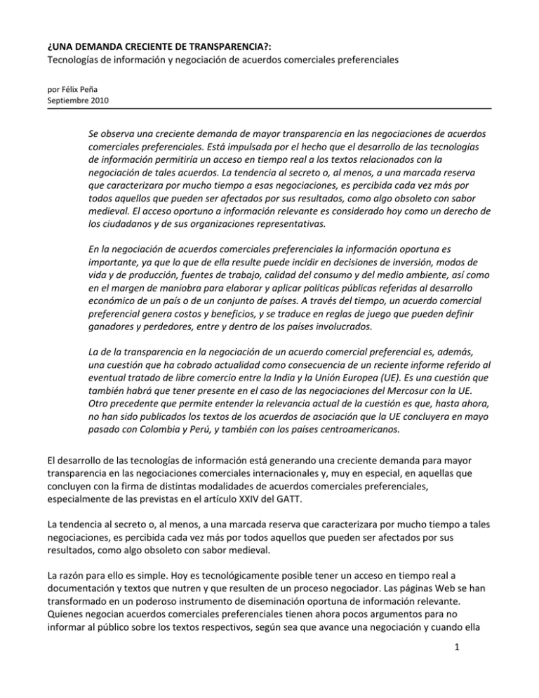 1 ¿UNA DEMANDA CRECIENTE DE TRANSPARENCIA