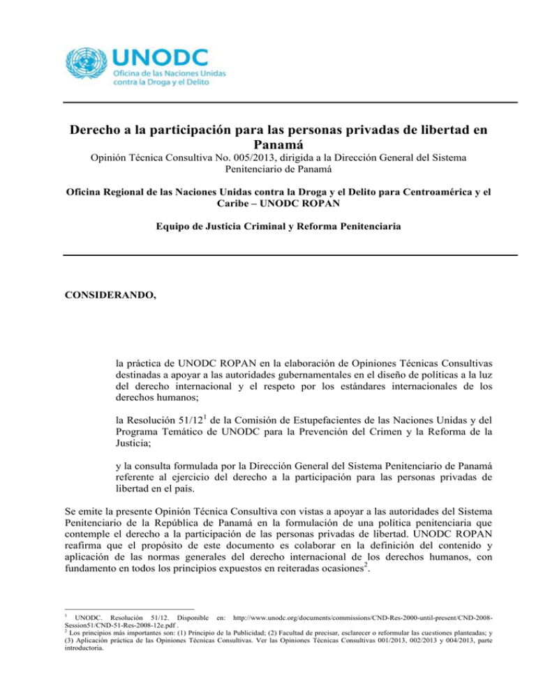 Derecho a la participación para las personas privadas de libertad