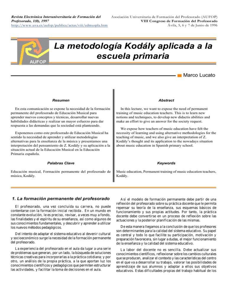 La metodología Kodály aplicada a la escuela primaria