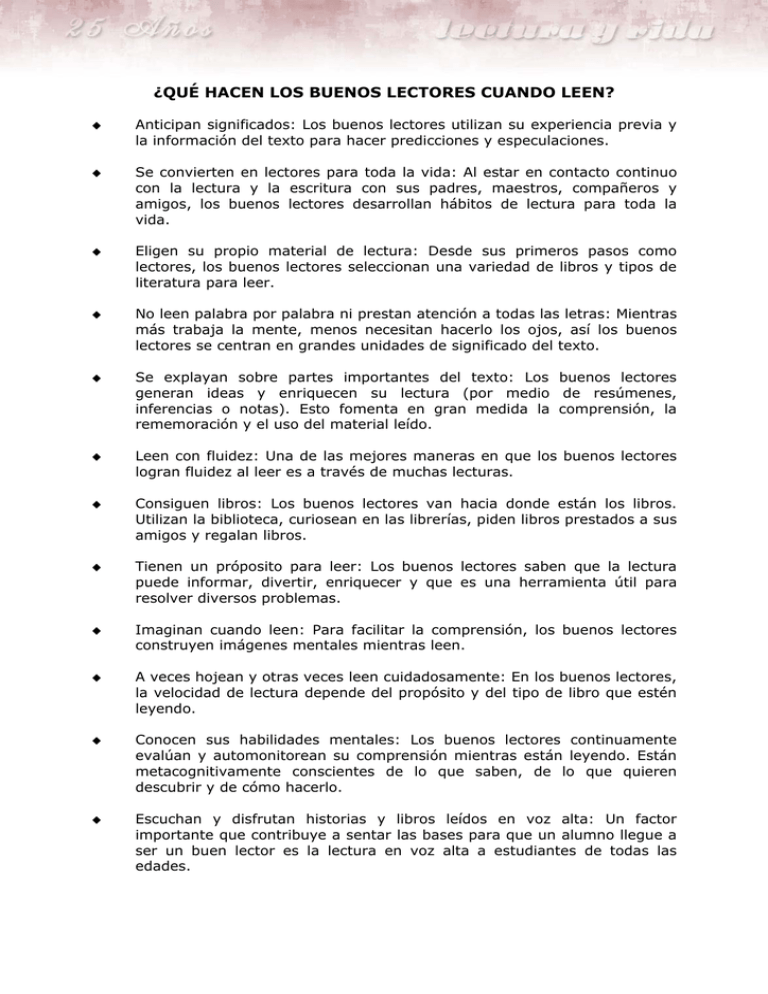 ¿qué hacen los buenos lectores