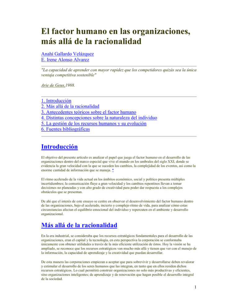 El factor humano en las organizaciones, más allá de