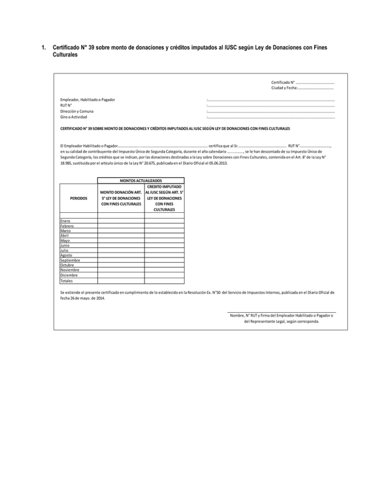 39 - Servicio de Impuestos Internos