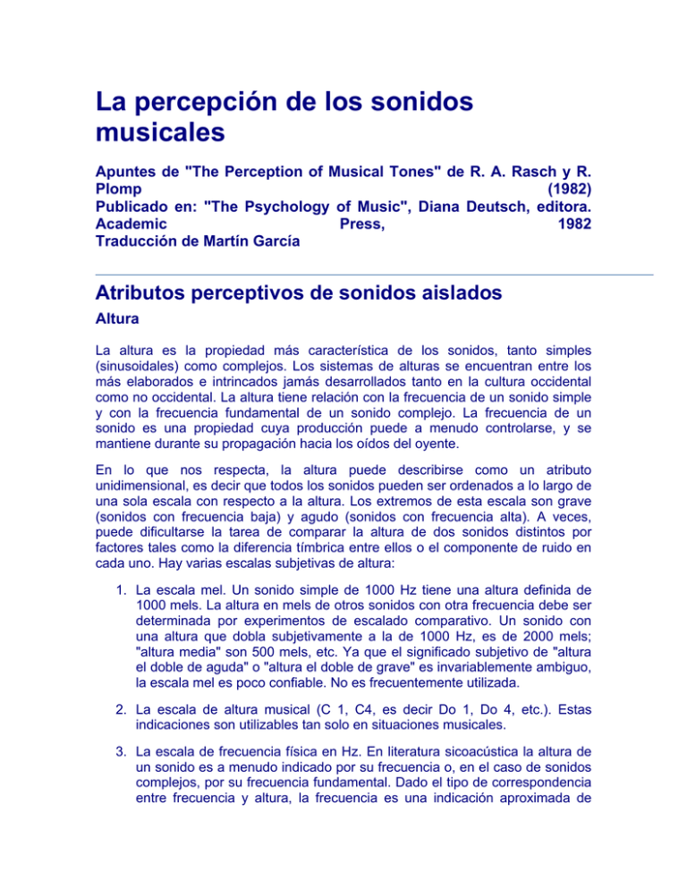 La percepción de los sonidos musicales