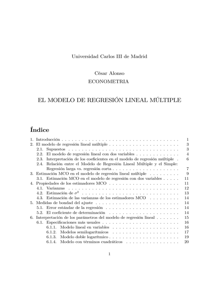 EL MODELO DE REGRESIpN LINEAL MqLTIPLE Vndice