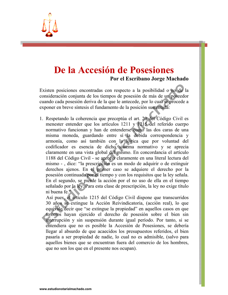 De la Accesión de Posesiones
