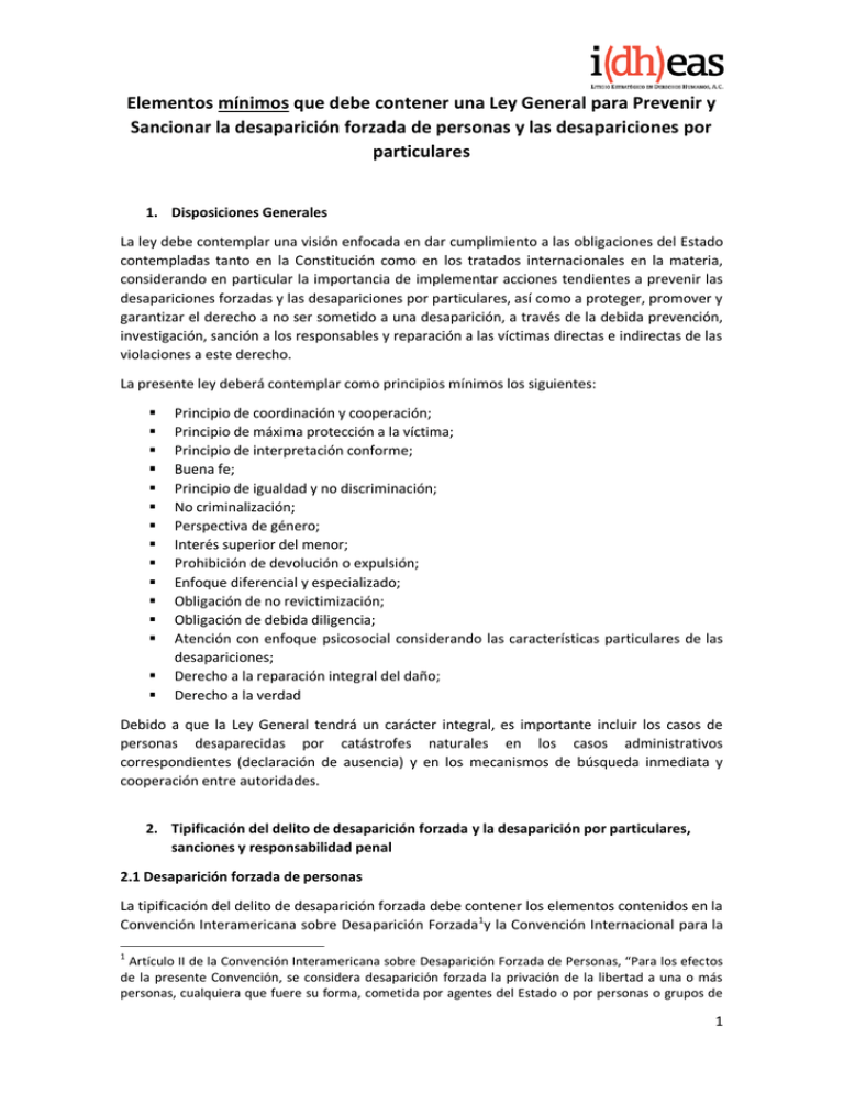 Elementos mínimos que debe contener una Ley General para