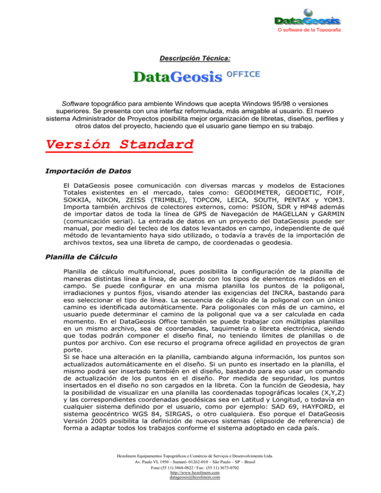 Data Geosis Versión Standard