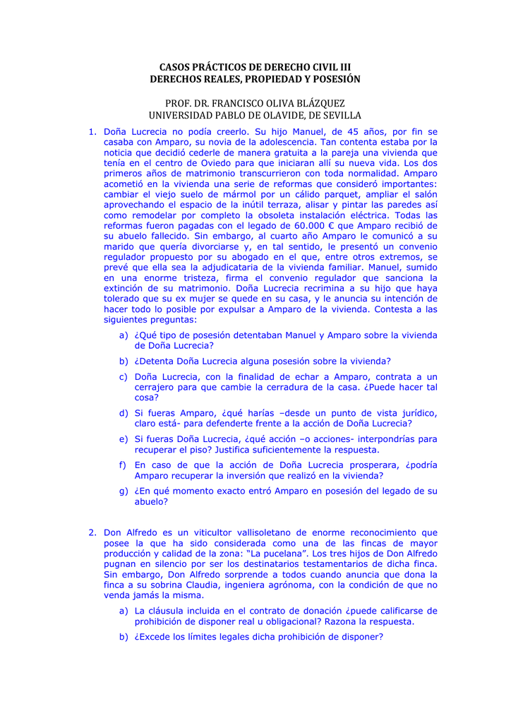 Casos PrÁcticos De Derecho Civil Iii Derechos Reales