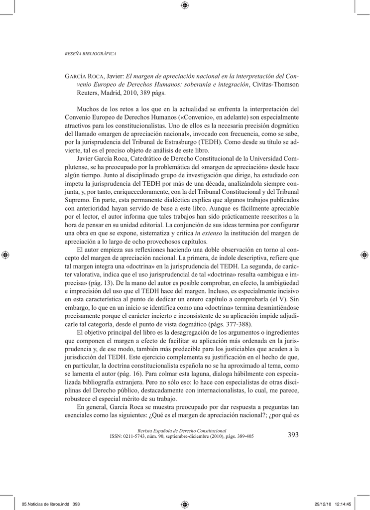 GARCíA ROCA, Javier: El margen de apreciación nacional en la