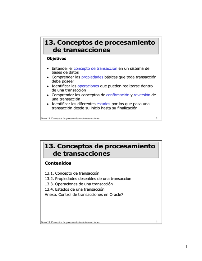 13. Conceptos de procesamiento de transacciones 13. Conceptos