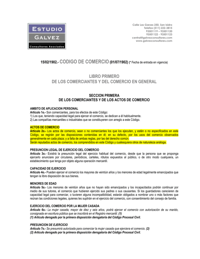 LIBRO PRIMERO DE LOS COMERCIANTES Y DEL COMERCIO EN