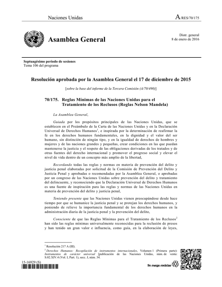 Reglas Mínimas de las Naciones Unidas para el