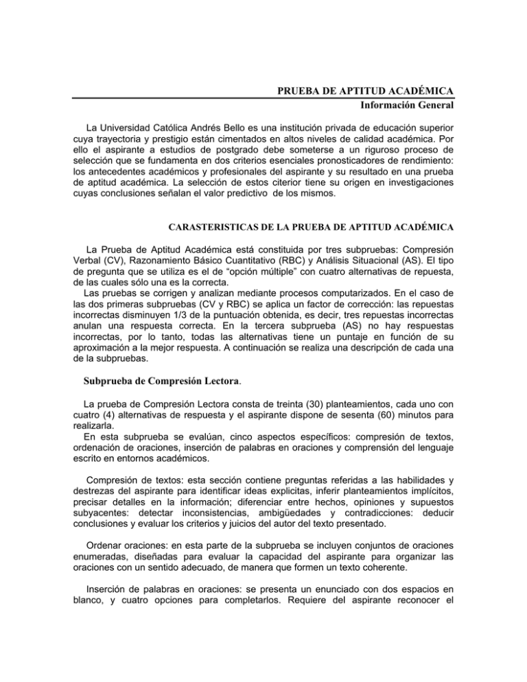 PRUEBA DE APTITUD ACADEMICA