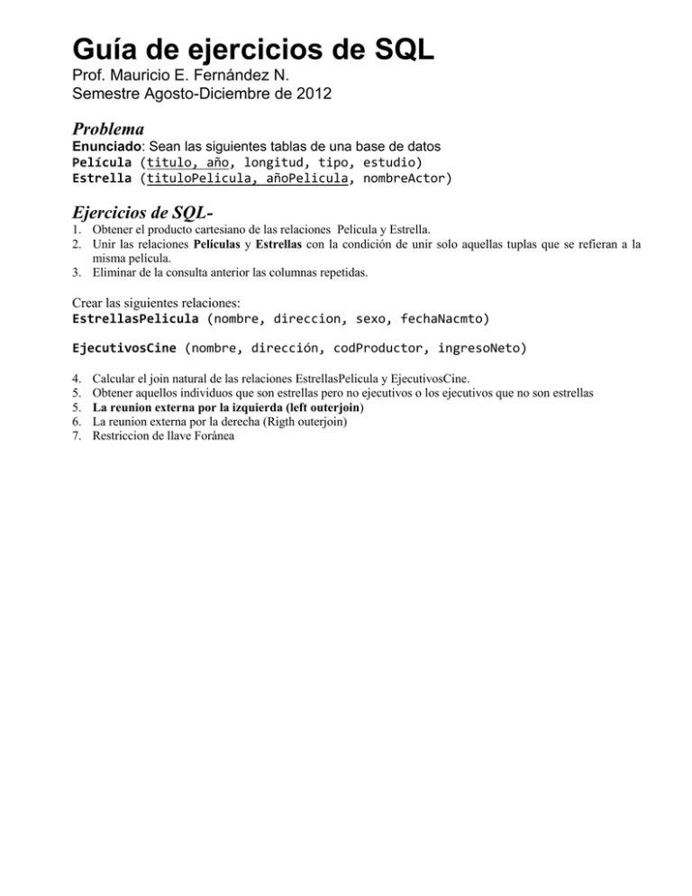 Guía de ejercicios de SQL