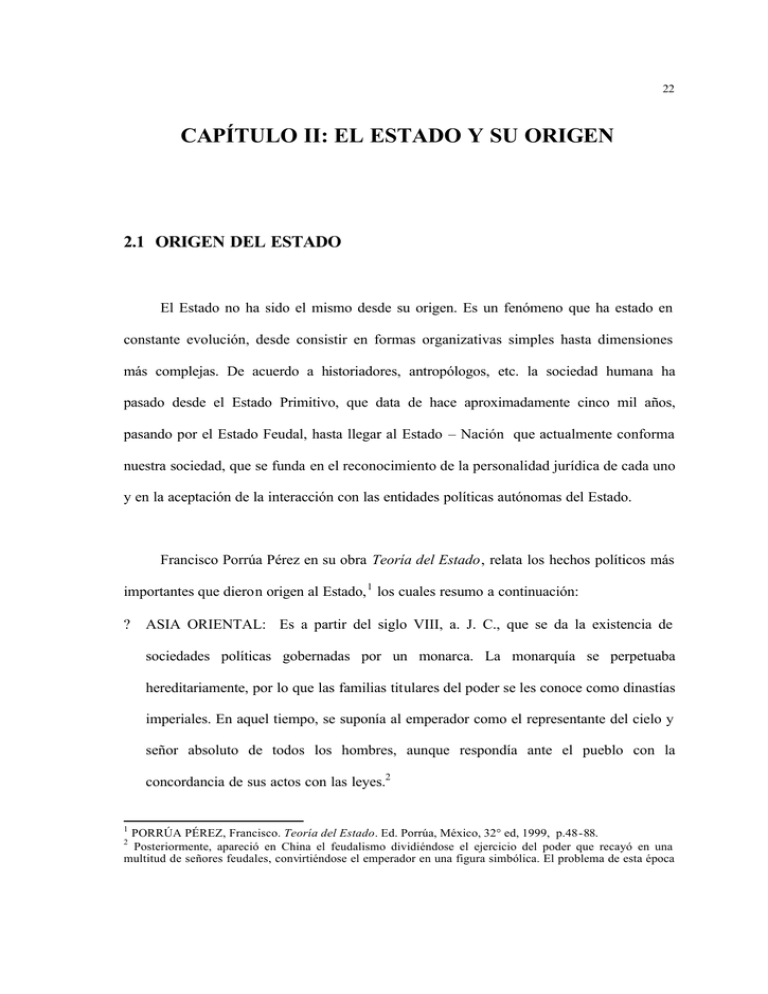 CAPÍTULO II: EL ESTADO Y SU ORIGEN
