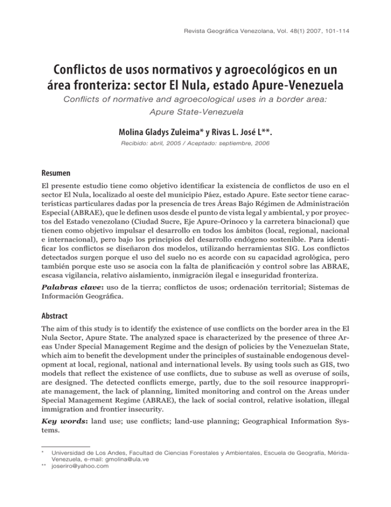 Conflictos de usos normativos y agroecológicos en un