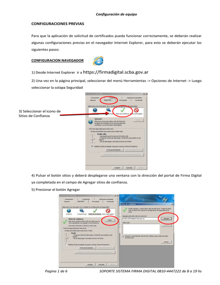 Realizar la configuración del equipo
