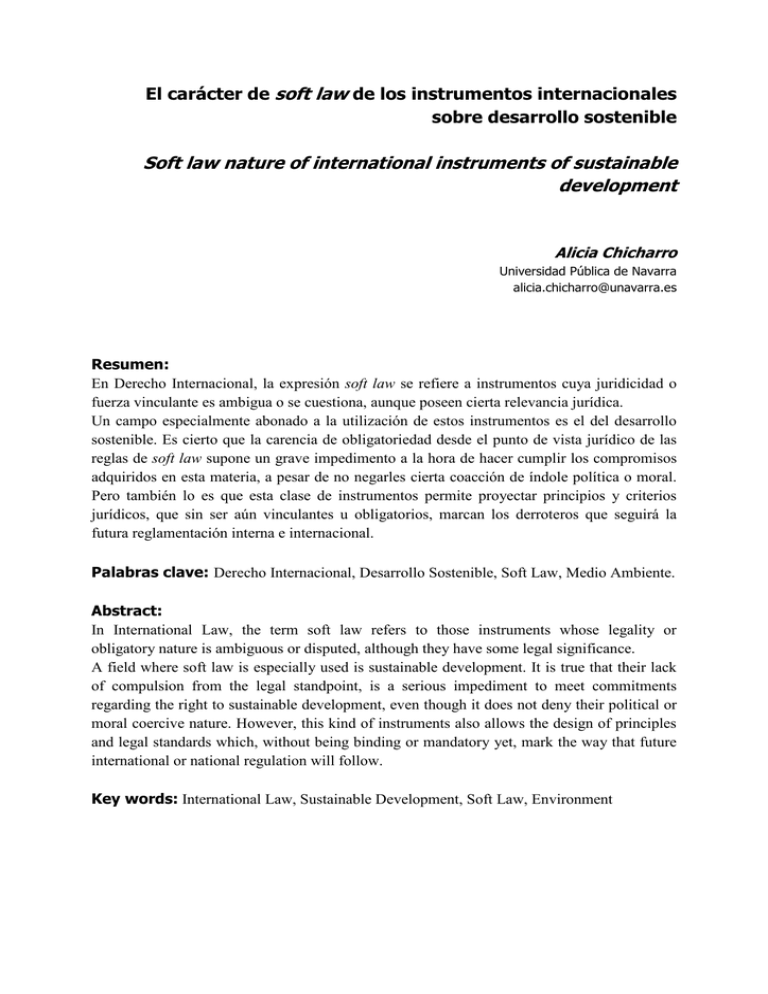 El carácter de softlaw de los instrumentos internacionales sobre