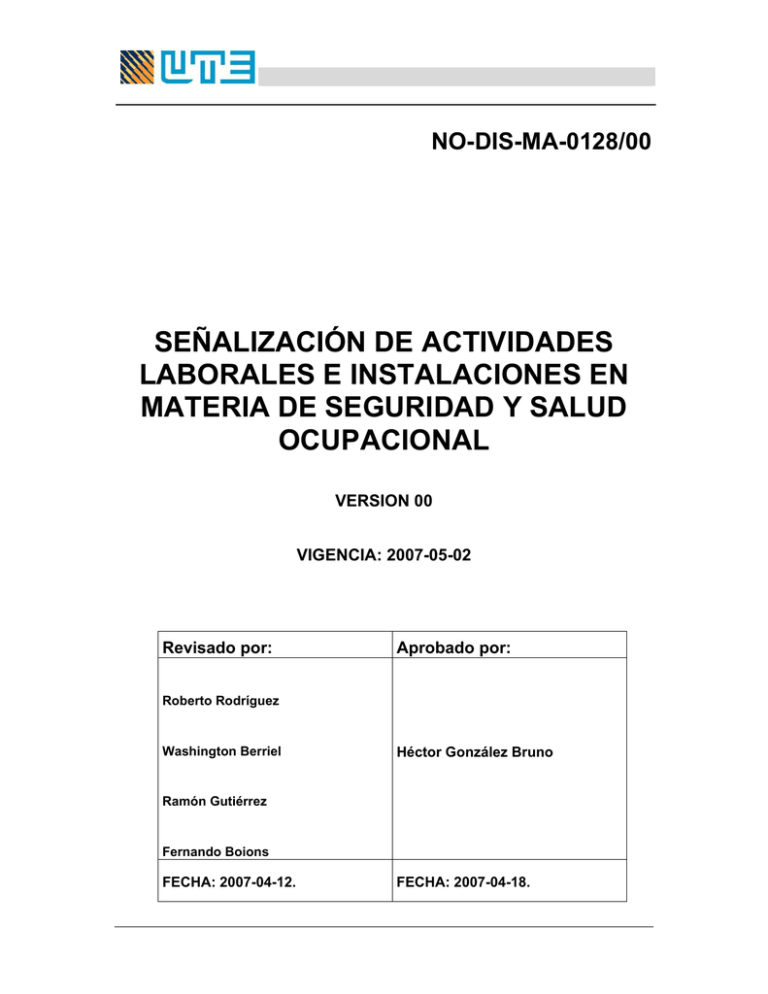 SEÑALIZACIÓN DE ACTIVIDADES LABORALES E