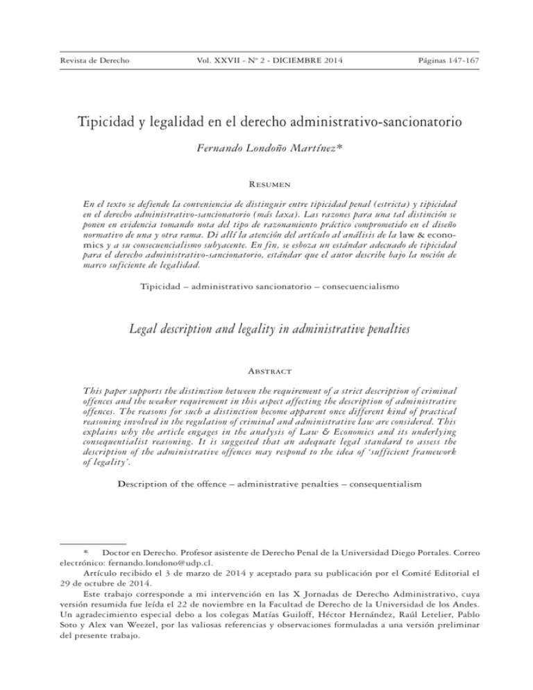 Tipicidad y legalidad en el derecho administrativo
