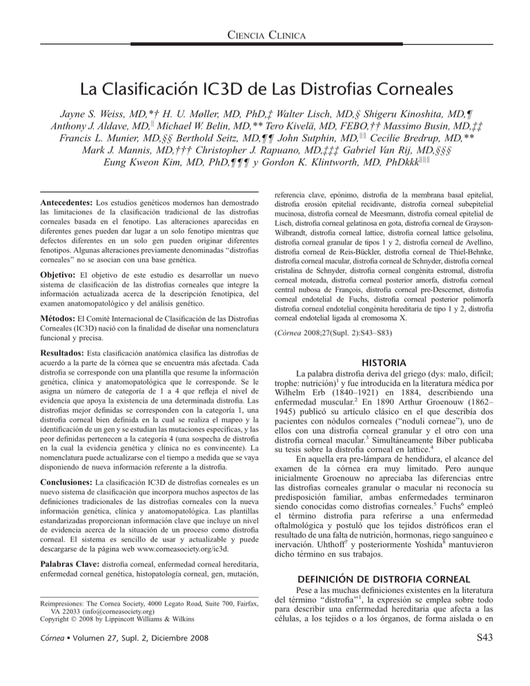 La Clasificacio´n IC3D de Las Distrofias Corneales