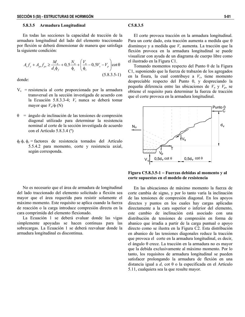 5.8.3.5 Armadura Longitudinal En todas las secciones la capacidad
