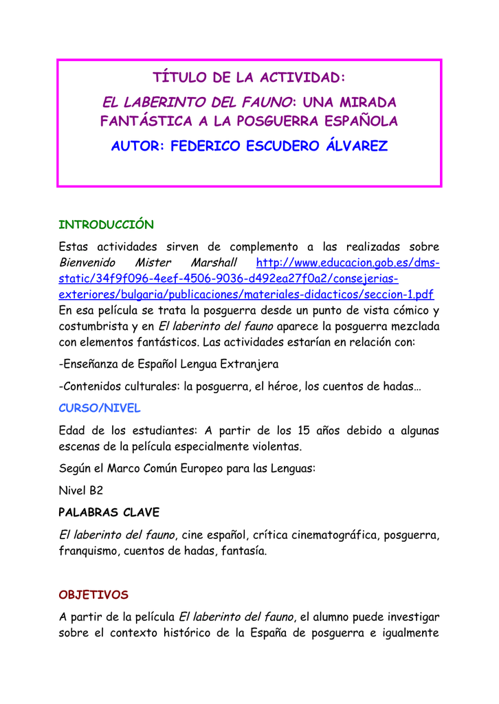 Actividad El laberinto del fauno