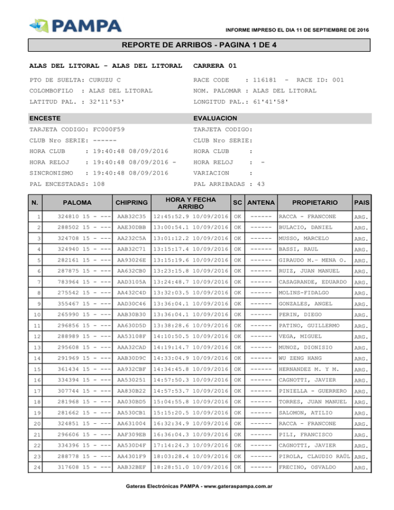 reporte de arribos - pagina 1 de 4