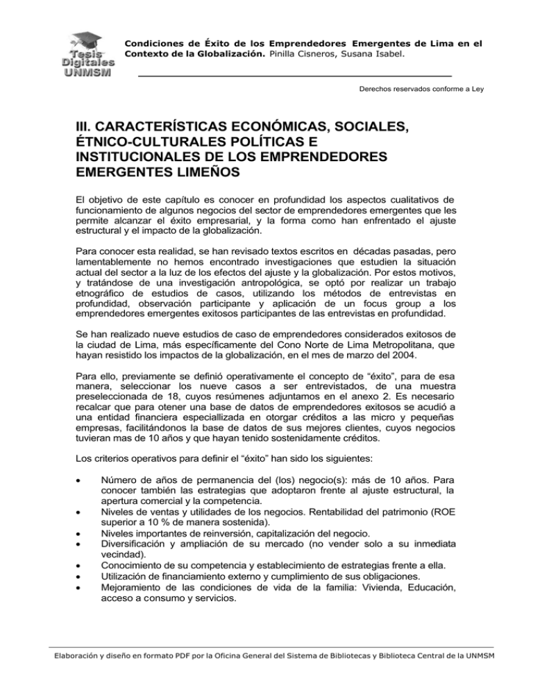 iii. características económicas, sociales, étnico
