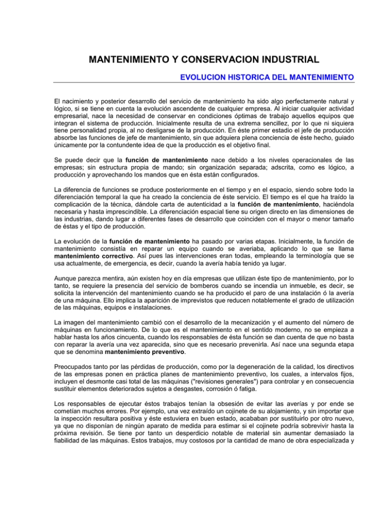 MANTENIMIENTO Y CONSERVACIÓN