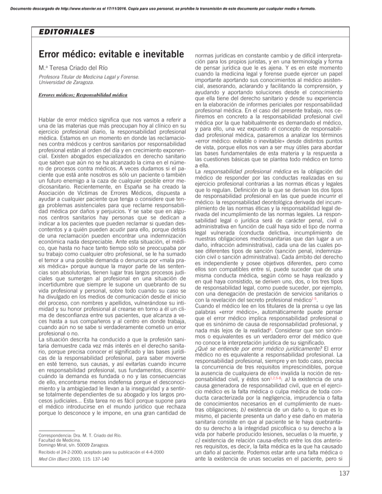 Error médico: evitable e inevitable