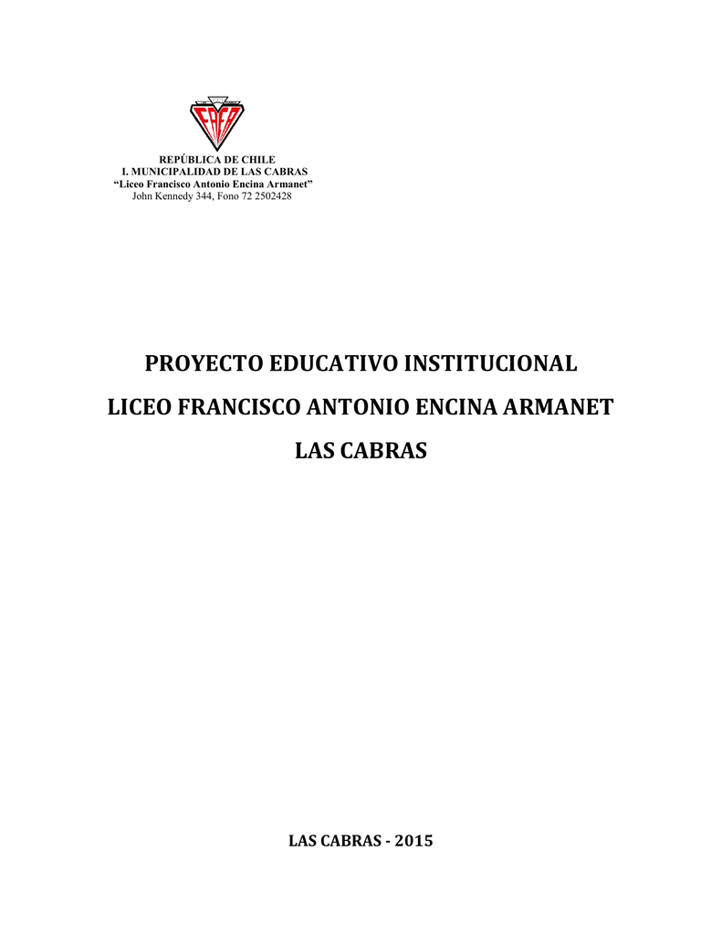 proyecto educativo institucional liceo francisco antonio encina
