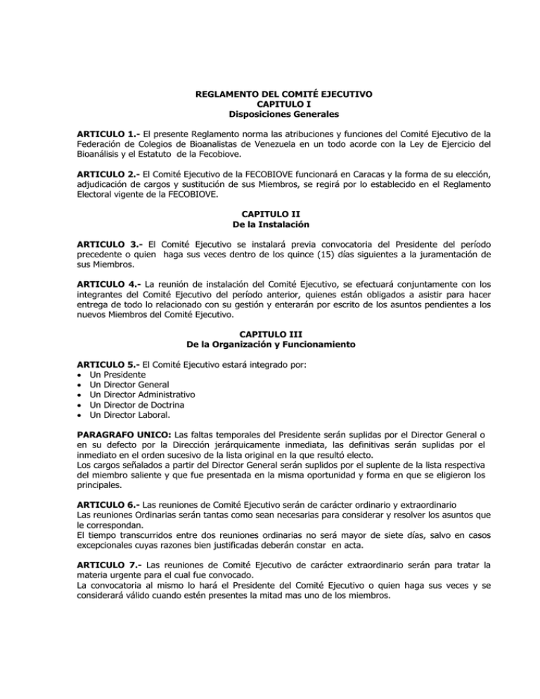 reglamento del comit ejecutivo
