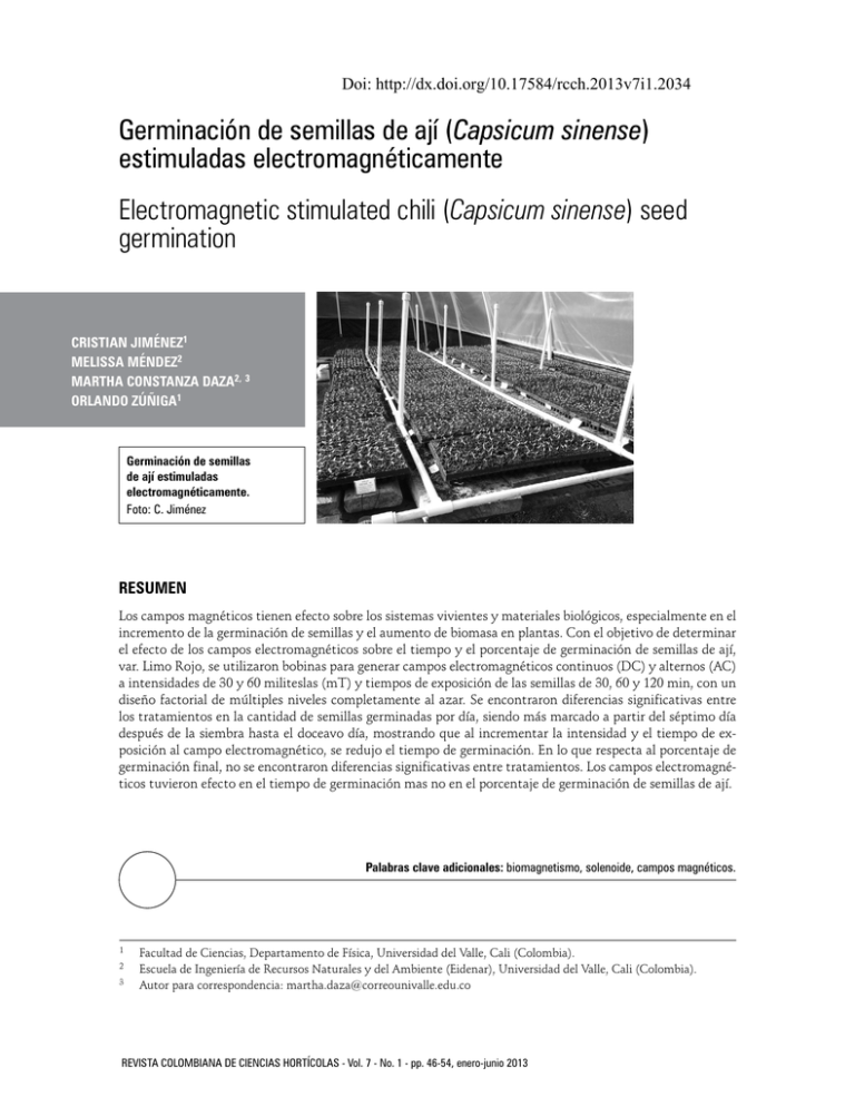 Germinación de semillas de ají (Capsicum sinense)
