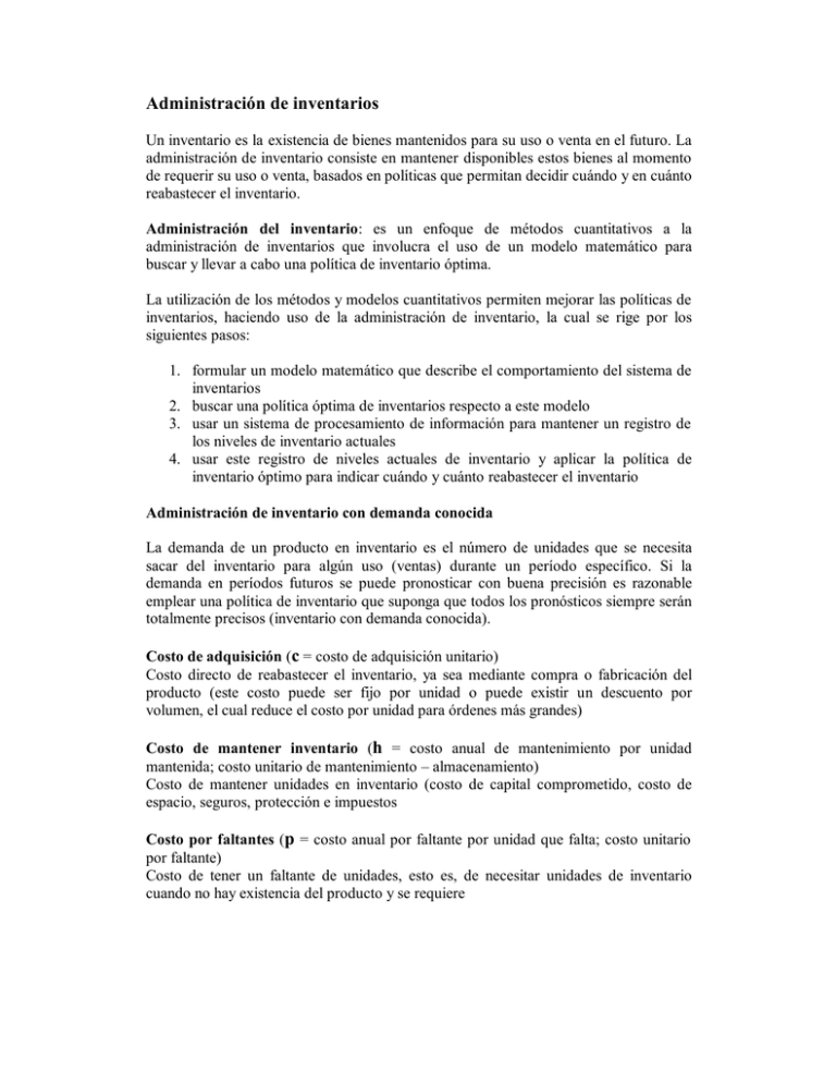 Administración de inventarios